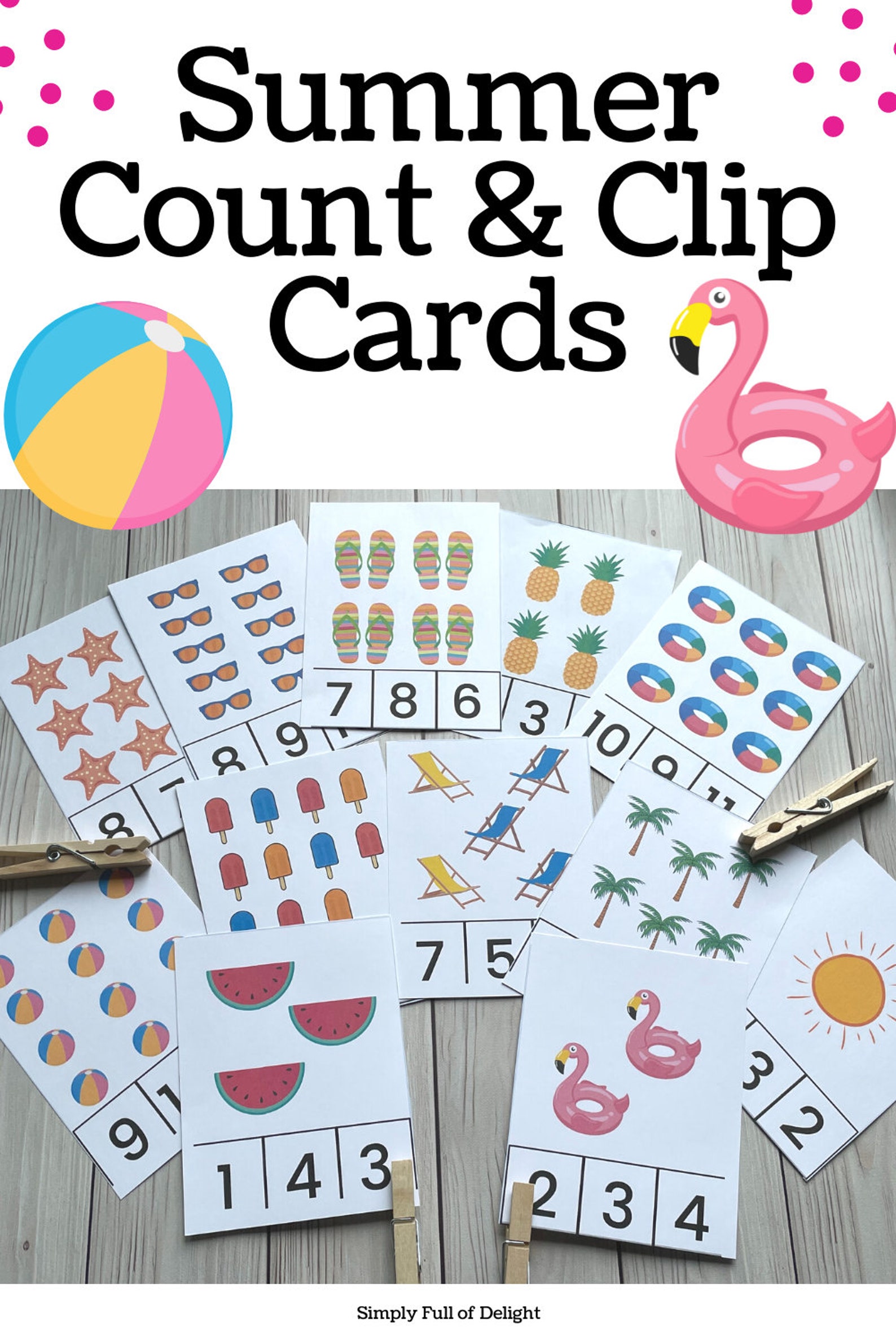 Summer Count Clip Cards, Montessori Math Printable, Homeschooling ...