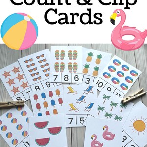 Summer Count Clip Cards, Montessori Math Printable, Homeschooling ...