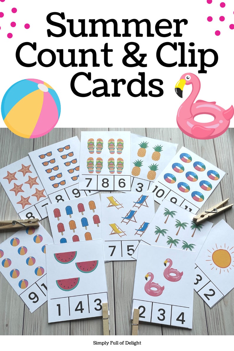 Summer Count Clip Cards, Montessori Math Printable, Homeschooling ...