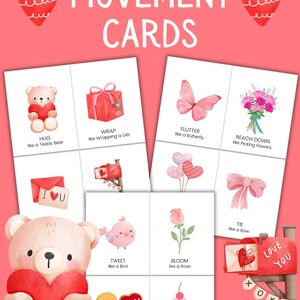 Valentine's Day Movement Cards for Kids, Preschool Gross Motor Activity ...