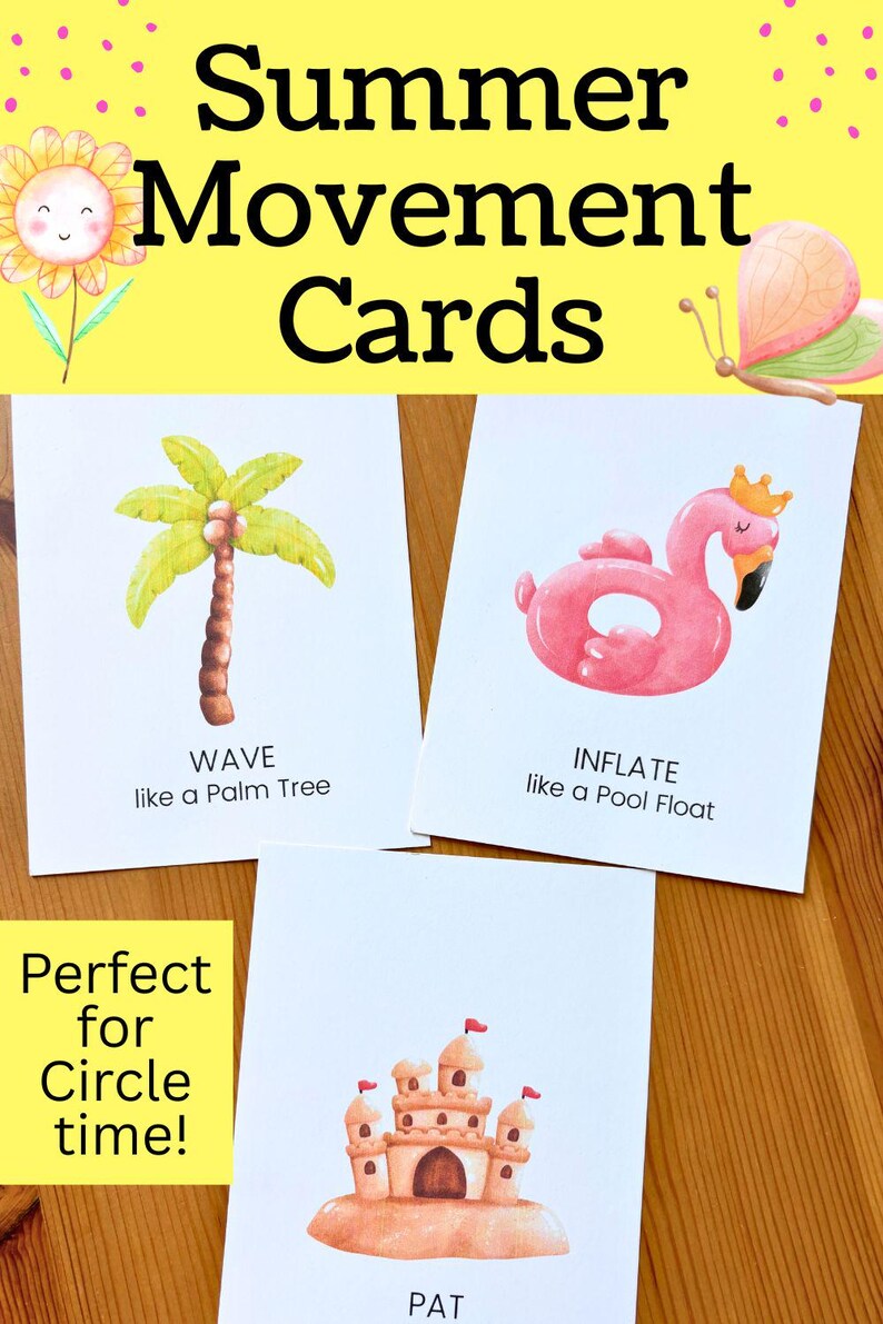 Summer Movement Cards for Kids, Preschool Gross Motor Activity ...