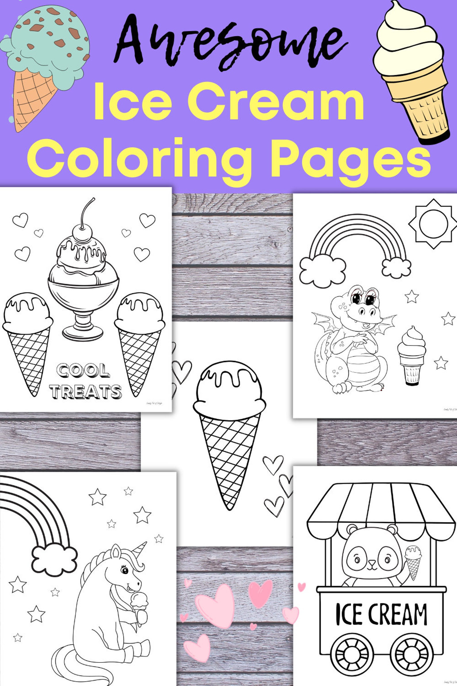 Ice Cream Coloring Pages for Kids, Ice Cream Coloring Sheets, Ice Cream ...