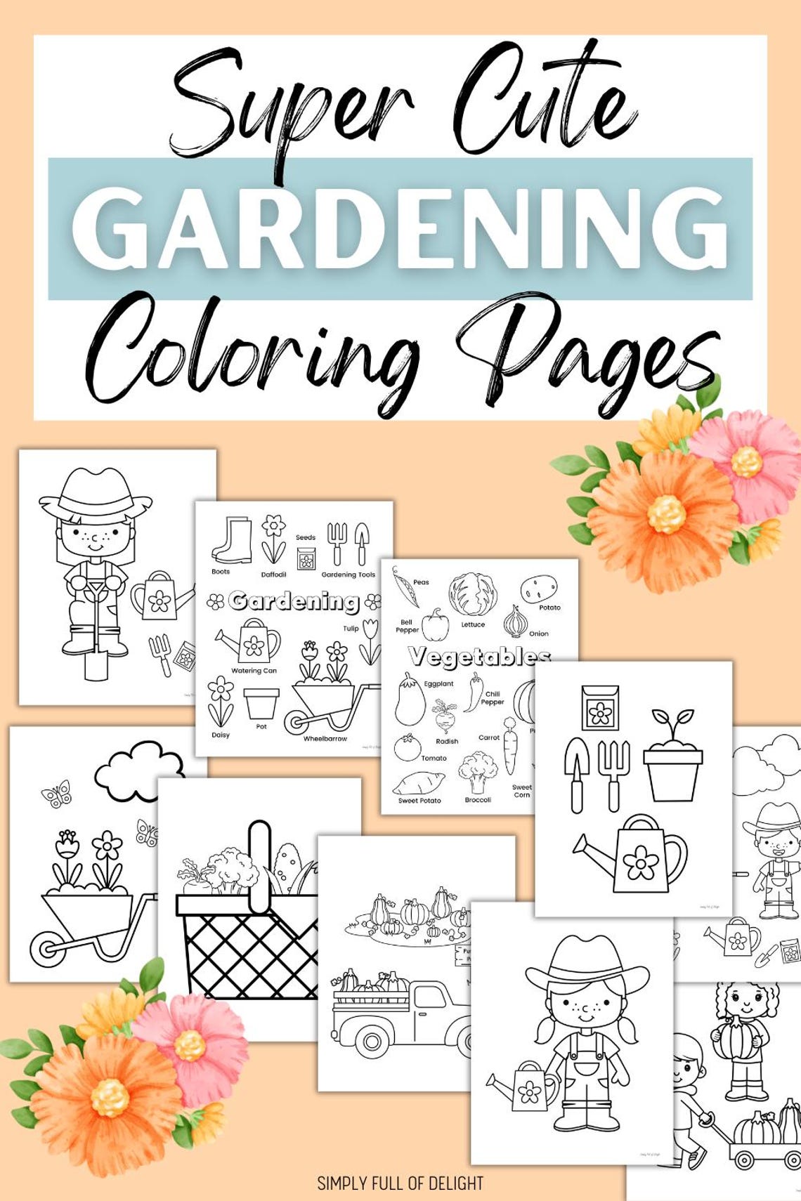 Gardening Coloring Pages for Kids, Garden Coloring Sheets, Vegetable ...