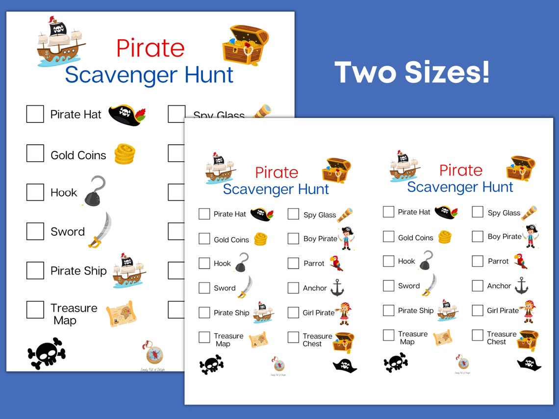 Pirate Scavenger Hunt, Pirate Treasure Hunt, Printable for Kids ...