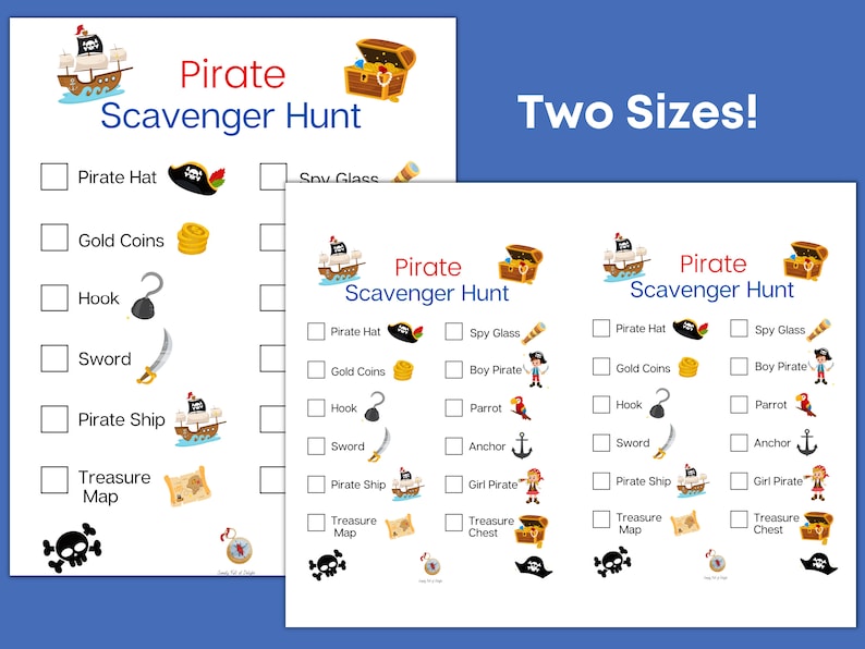 Pirate Scavenger Hunt, Pirate Treasure Hunt, Printable for Kids ...