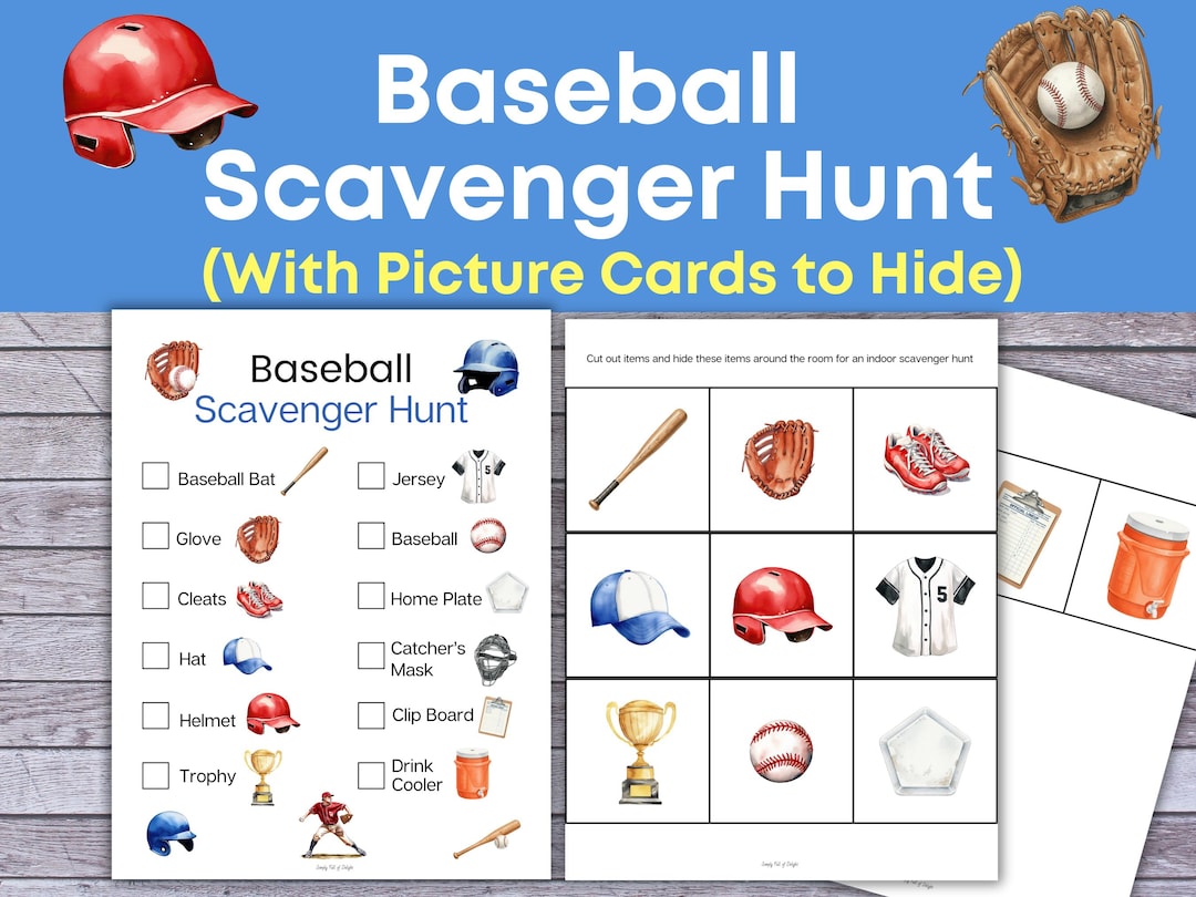 Baseball Scavenger Hunt, Baseball Treasure Hunt, Printable for Kids ...