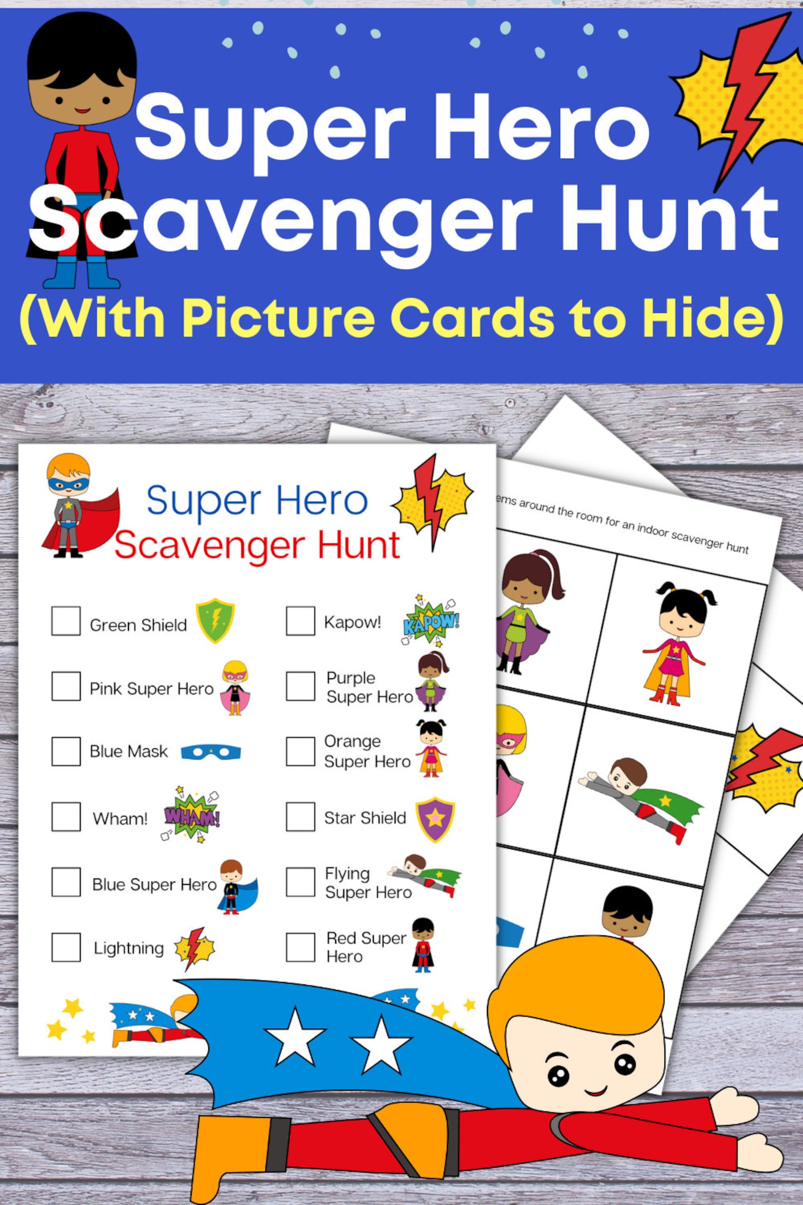 Super Hero Scavenger Hunt, Superhero Treasure Hunt, Printable for Kids ...
