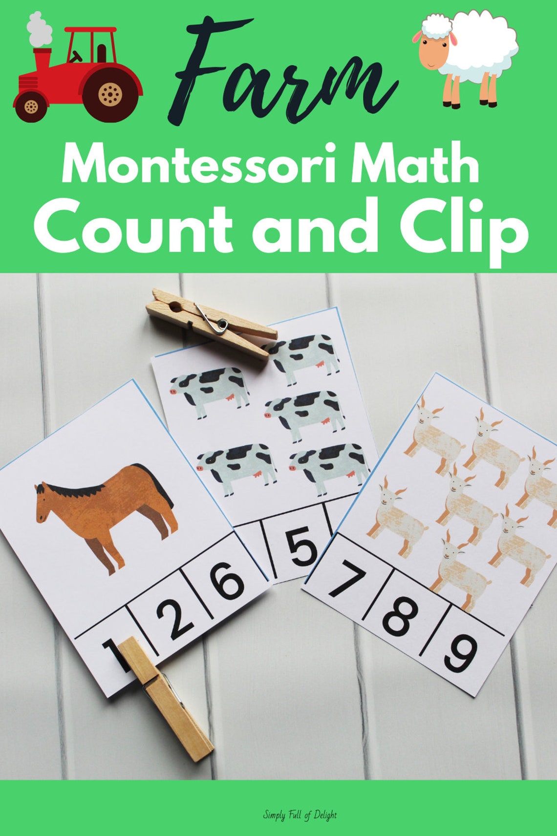 Farm Count Clip Cards, Montessori Math Printable, Homeschooling ...
