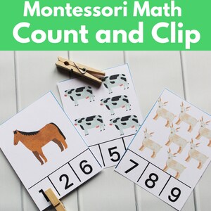 Farm Count Clip Cards, Montessori Math Printable, Homeschooling ...
