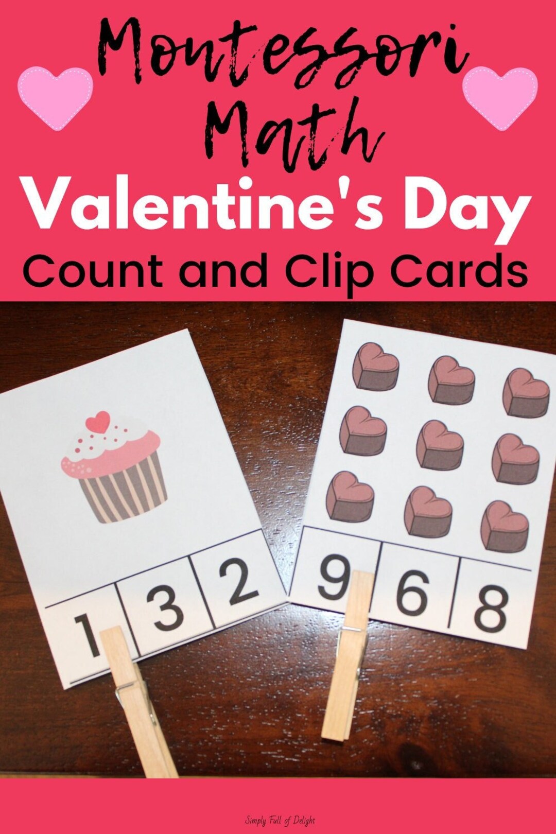 Valentine's Day Count Clip Cards, Montessori Math Printable ...