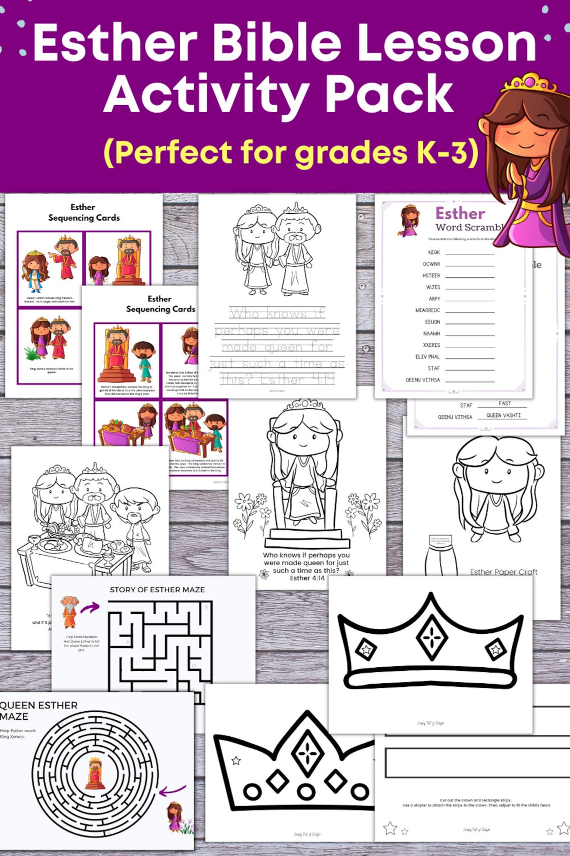 Queen Esther Bible Story, Queen Esther Activities and Games, Queen ...