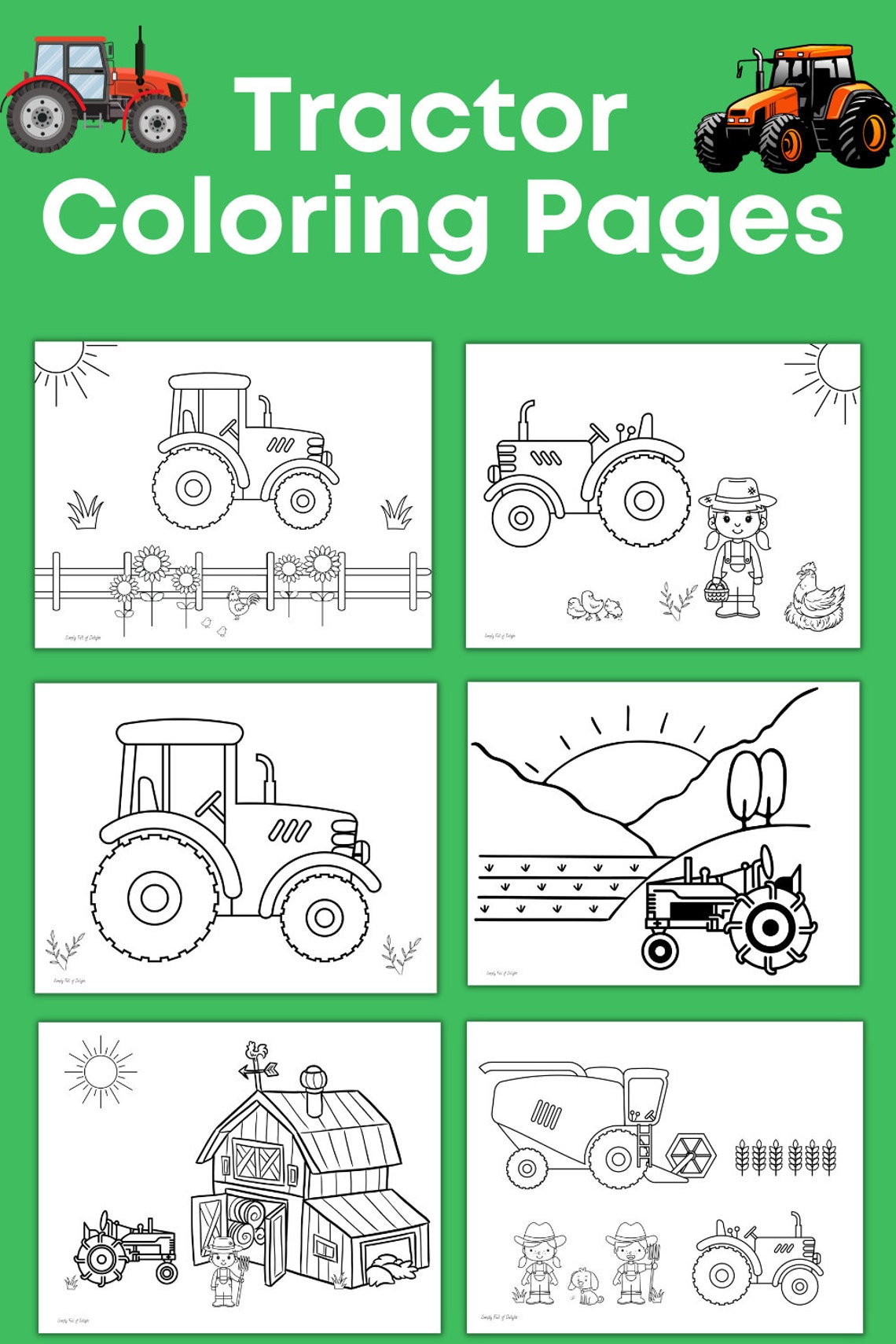 Tractor Coloring Pages for Kids, Tractor Coloring Sheets, Farm Coloring ...