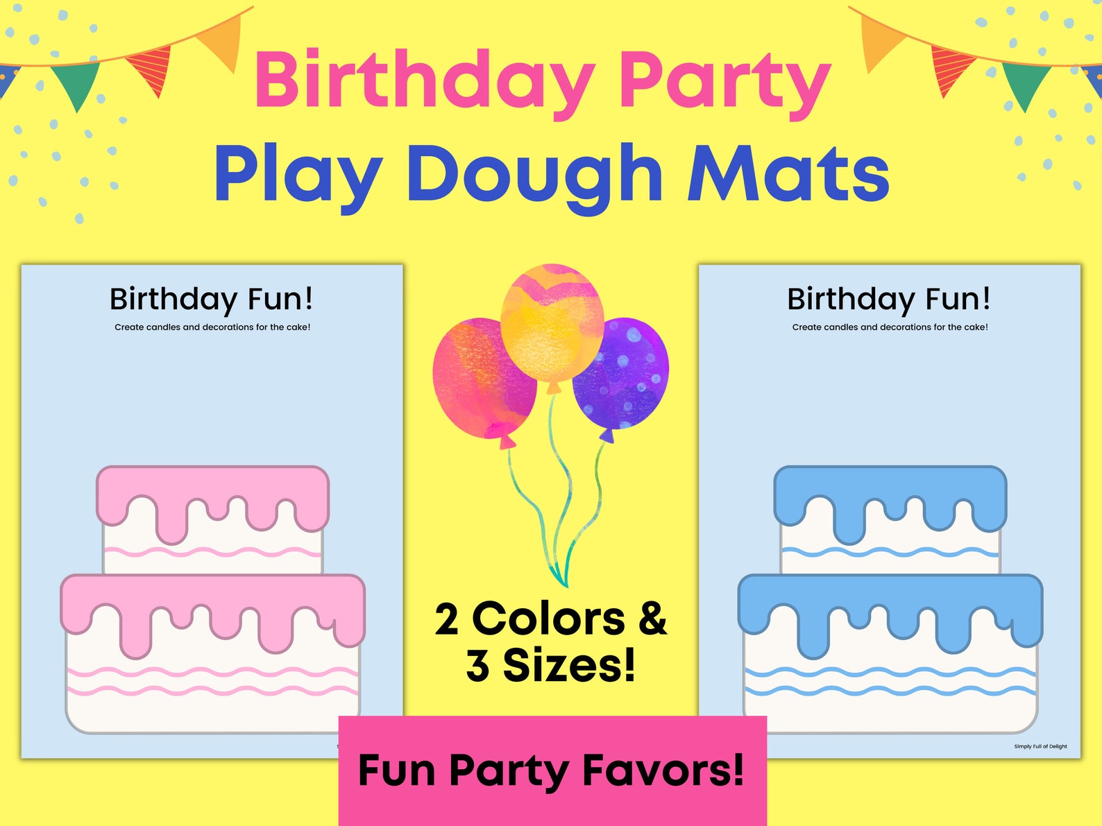 Birthday Party Favors for Kids, Printable Birthday Playdough Mats ...
