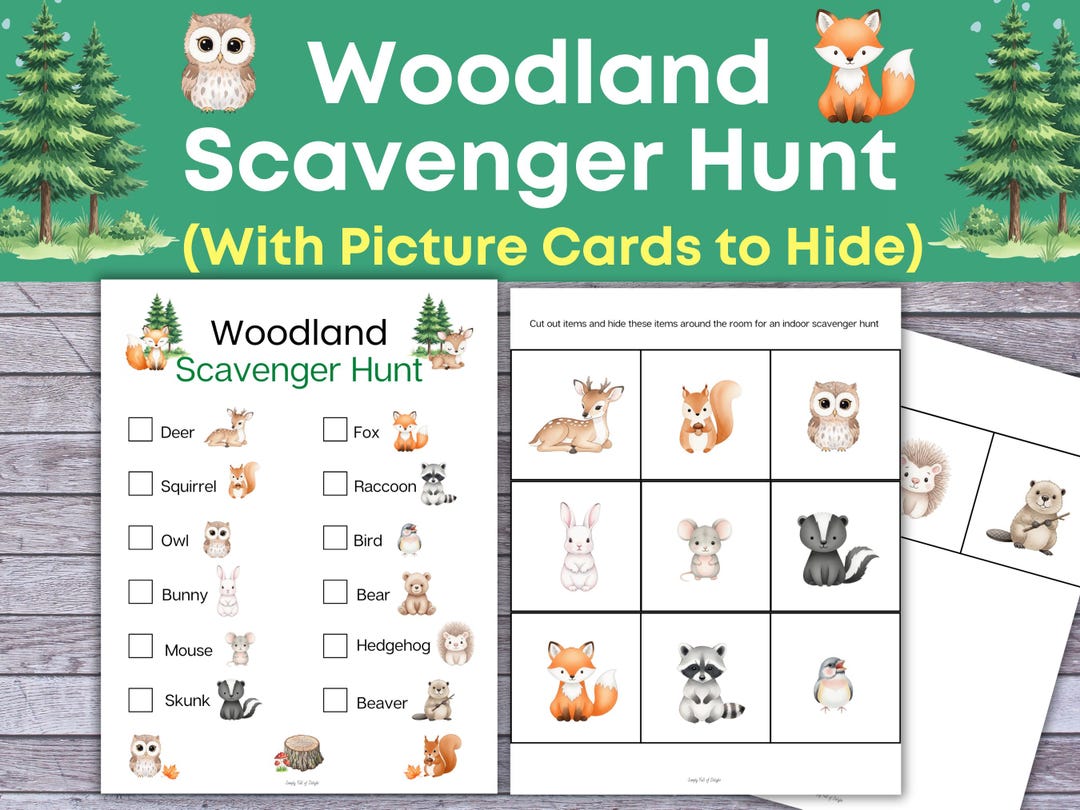 Woodland Scavenger Hunt, Forest Animal Treasure Hunt, Printable for ...