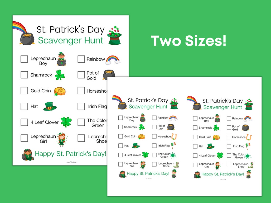 St. Patrick's Day Scavenger Hunt With Picture Cards to Hide, Saint ...