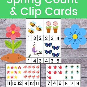 Spring Count Clip Cards, Montessori Math Printable, Homeschooling ...