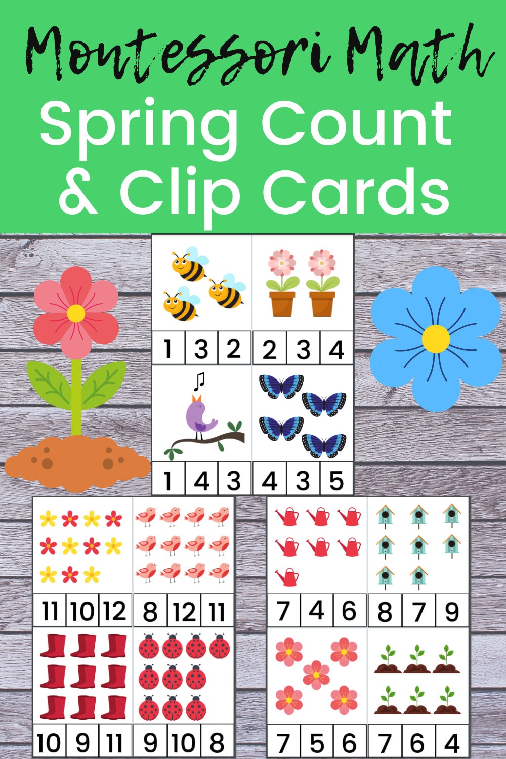 Spring Count Clip Cards, Montessori Math Printable, Homeschooling ...