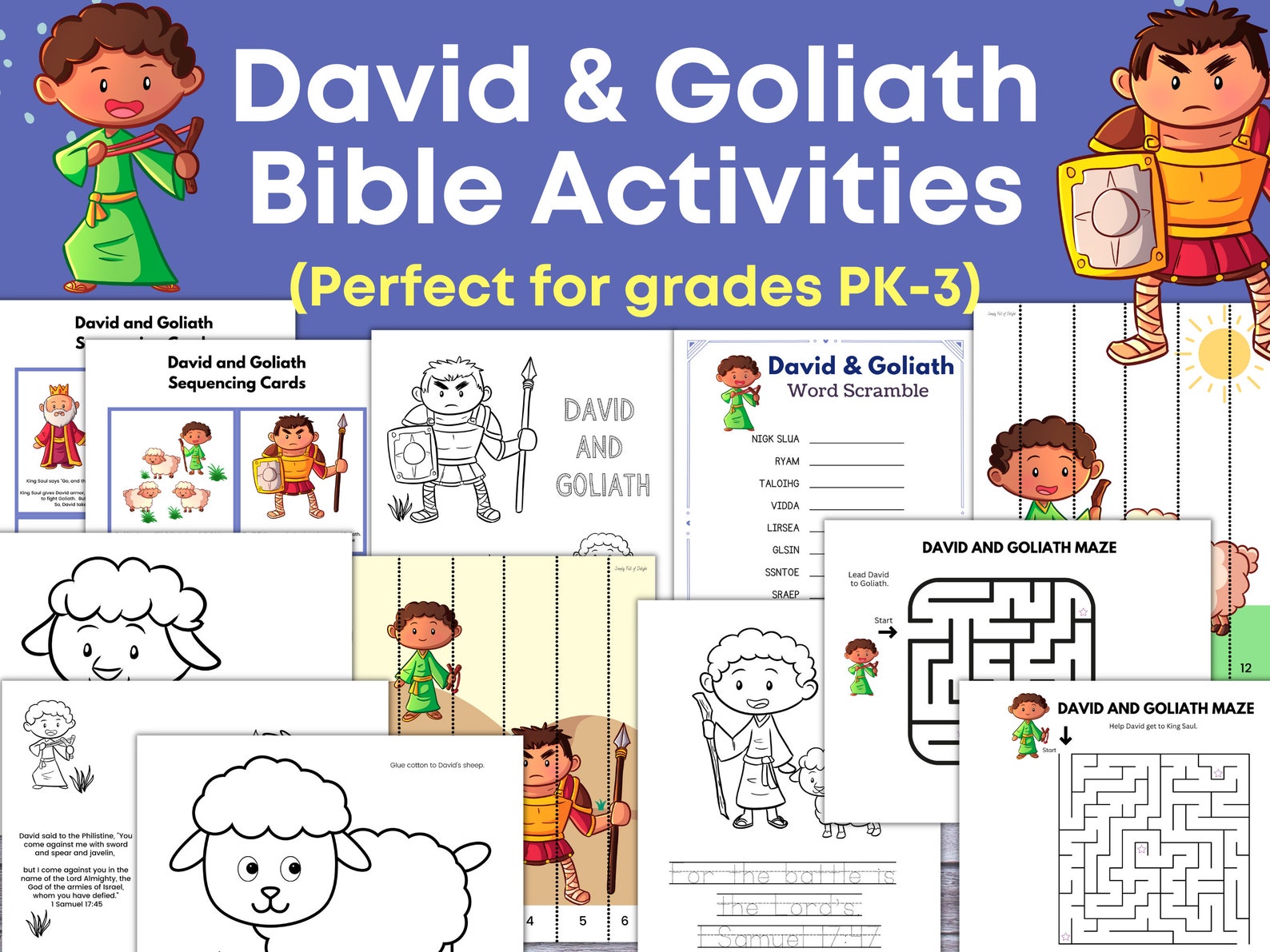 David and Goliath Sunday School Lesson, David and Goliath Worksheet ...