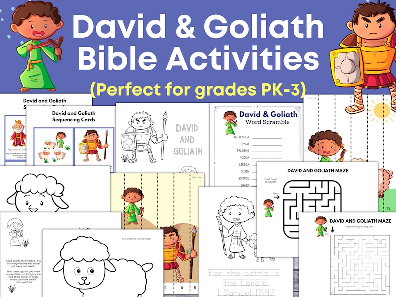David and Goliath Sunday School Lesson, David and Goliath Worksheet ...