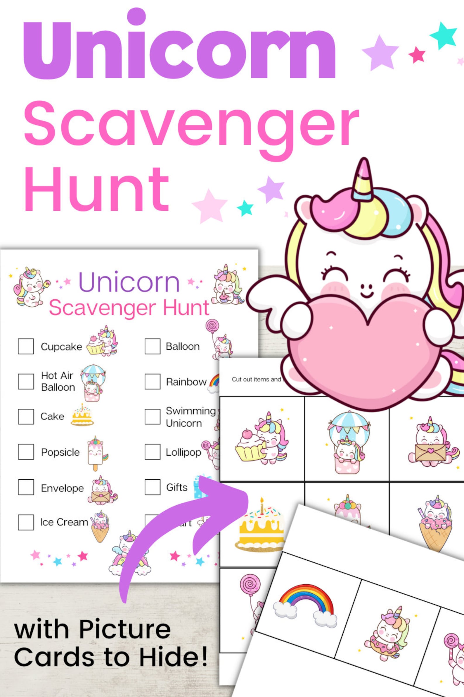 Unicorn Scavenger Hunt, Unicorn Treasure Hunt, Printable for Kids ...