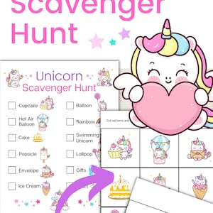 Unicorn Scavenger Hunt, Unicorn Treasure Hunt, Printable for Kids ...
