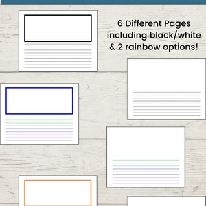 Rainbow Lined Paper With Picture Box, Handwriting Paper With Picture ...