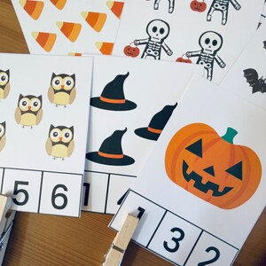 Halloween Count Clip Cards, Montessori Math Printable, Homeschooling ...