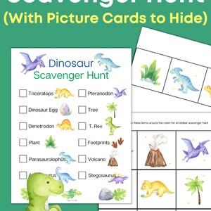 Dinosaur Scavenger Hunt, Dinosaur Treasure Hunt, Printable for Kids ...