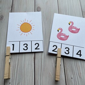 Summer Count Clip Cards, Montessori Math Printable, Homeschooling ...