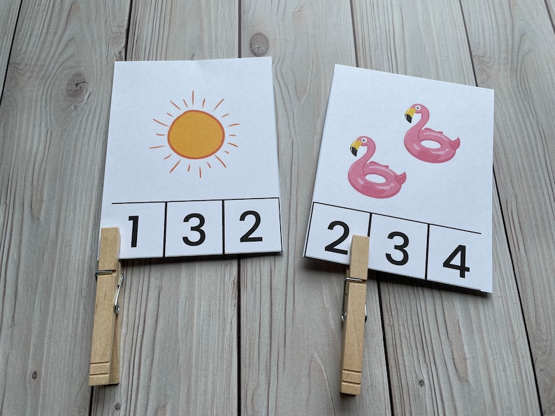 Summer Count Clip Cards, Montessori Math Printable, Homeschooling ...