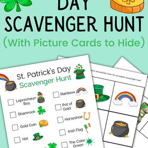 St. Patrick's Day Scavenger Hunt With Picture Cards to Hide, Saint ...