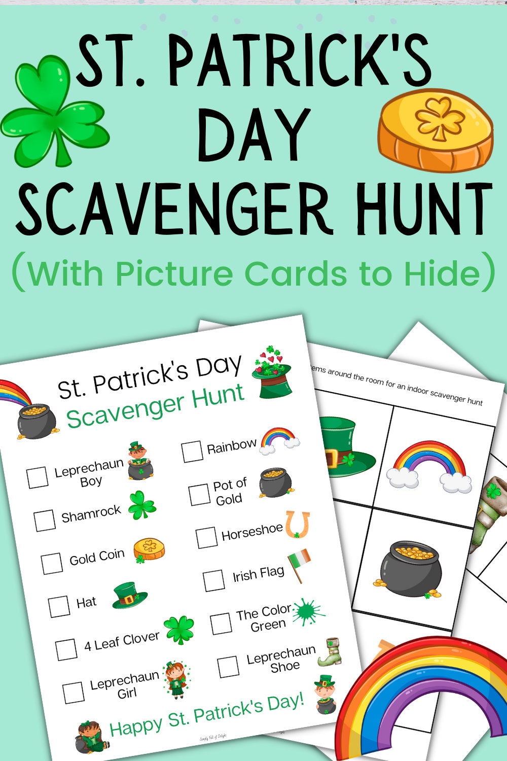 St. Patrick's Day Scavenger Hunt With Picture Cards to Hide, Saint ...