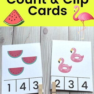 Summer Count Clip Cards, Montessori Math Printable, Homeschooling ...