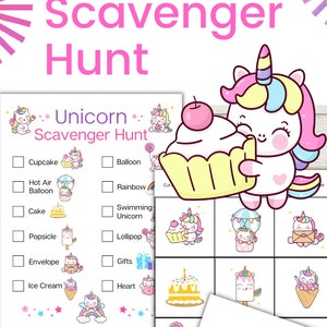 Unicorn Scavenger Hunt, Unicorn Treasure Hunt, Printable for Kids ...