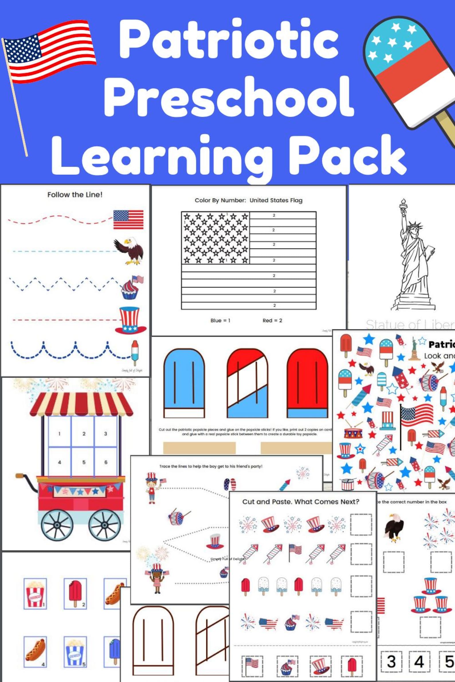 Patriotic Preschool Activities, Patriotic Preschool Worksheets, 4th of ...