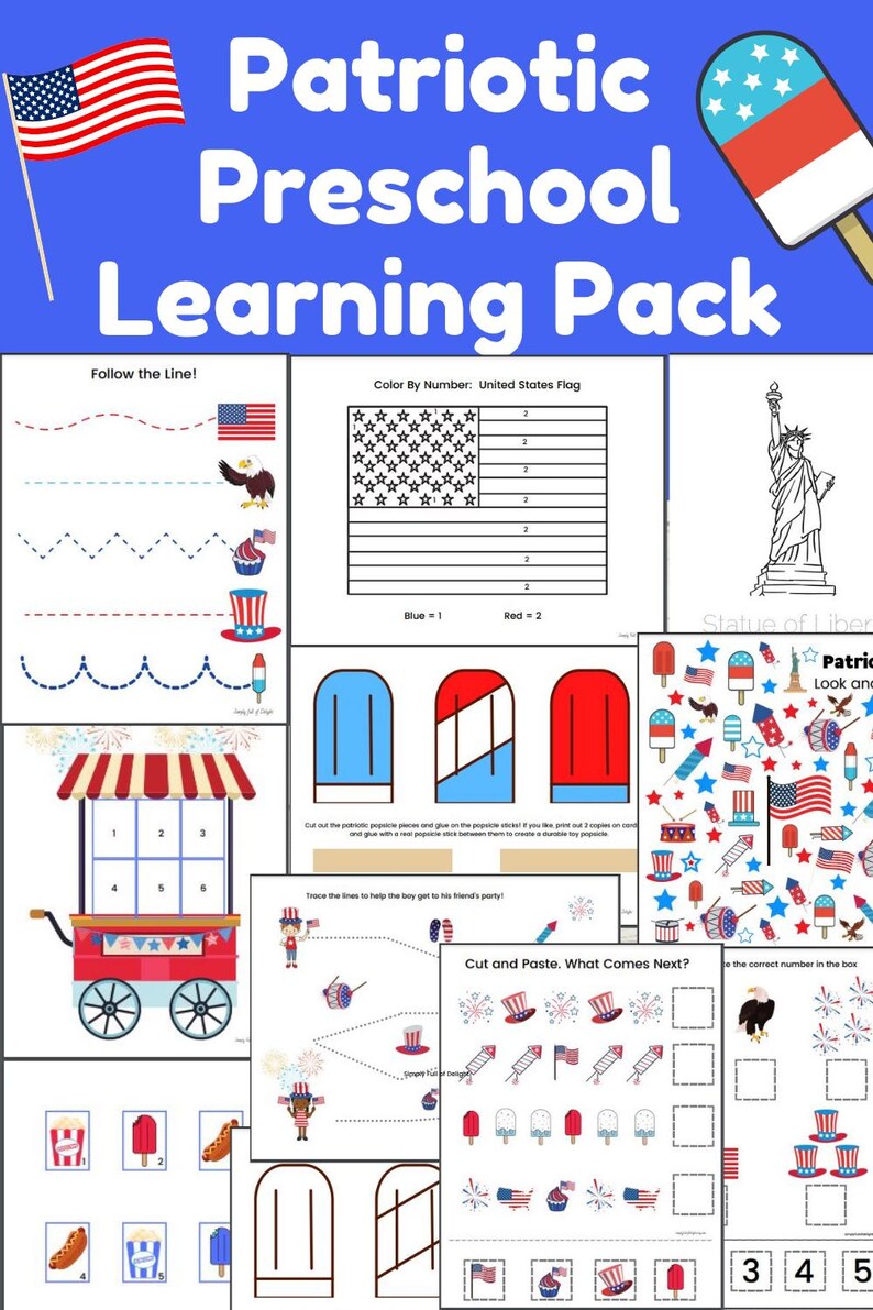 Patriotic Preschool Activities, Patriotic Preschool Worksheets, 4th of ...