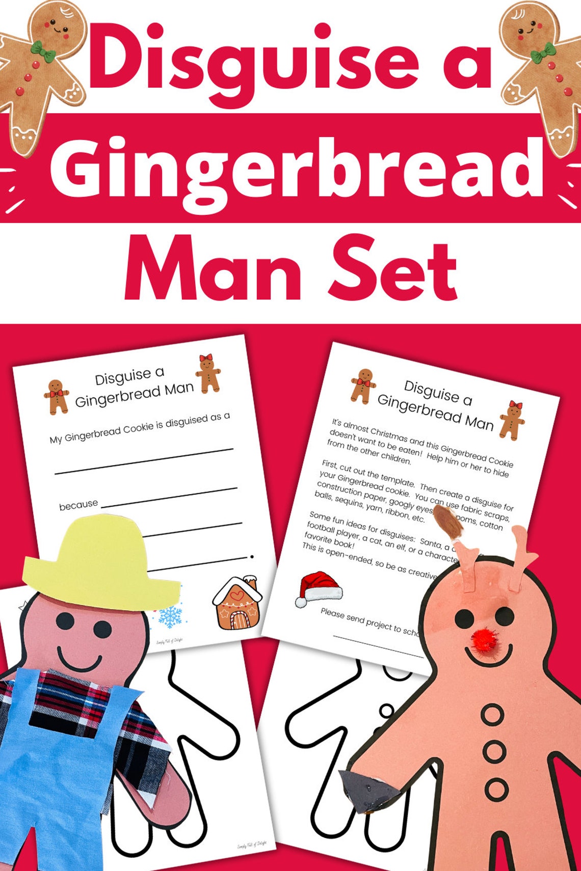 Disguise a Gingerbread Man Set, Gingerbread Man Project, Christmas ...