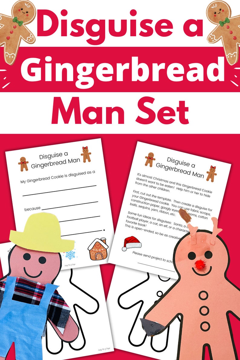 Disguise a Gingerbread Man Set, Gingerbread Man Project, Christmas ...