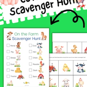 Farm Scavenger Hunt, Farm Animal Treasure Hunt, Printable for Kids ...