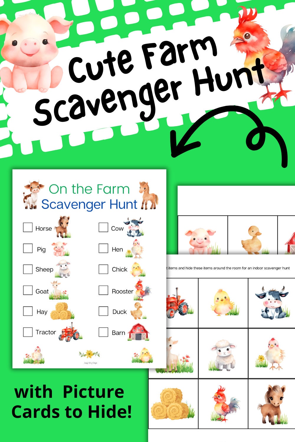 Farm Scavenger Hunt, Farm Animal Treasure Hunt, Printable for Kids ...