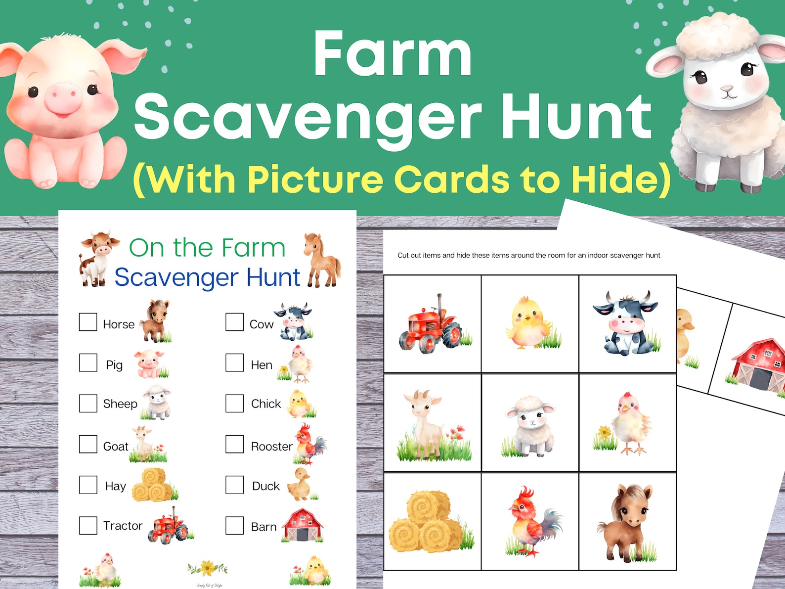 Farm Scavenger Hunt, Farm Animal Treasure Hunt, Printable for Kids ...