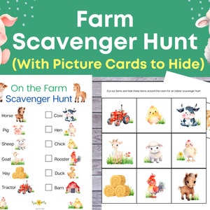 Farm Scavenger Hunt, Farm Animal Treasure Hunt, Printable for Kids ...