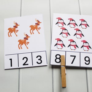 Winter Count Clip Cards, Montessori Math Printable, Homeschooling ...