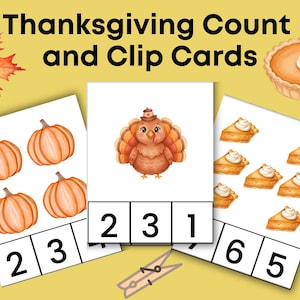 Thanksgiving Count Clip Cards, Montessori Math Printable, Homeschooling ...