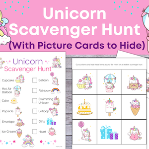 Unicorn Scavenger Hunt, Unicorn Treasure Hunt, Printable for Kids ...