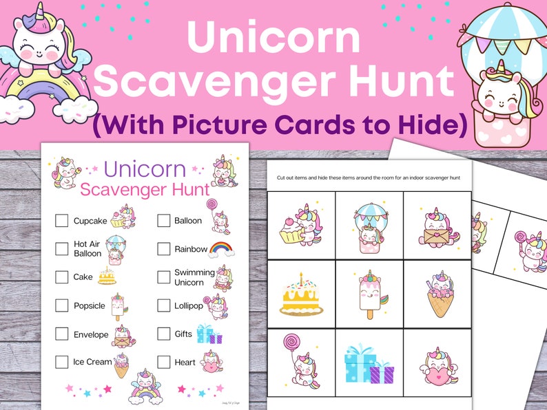 Unicorn Scavenger Hunt, Unicorn Treasure Hunt, Printable for Kids ...