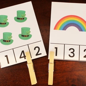 St. Patrick's Day Count Clip Cards, Montessori Math Printable ...