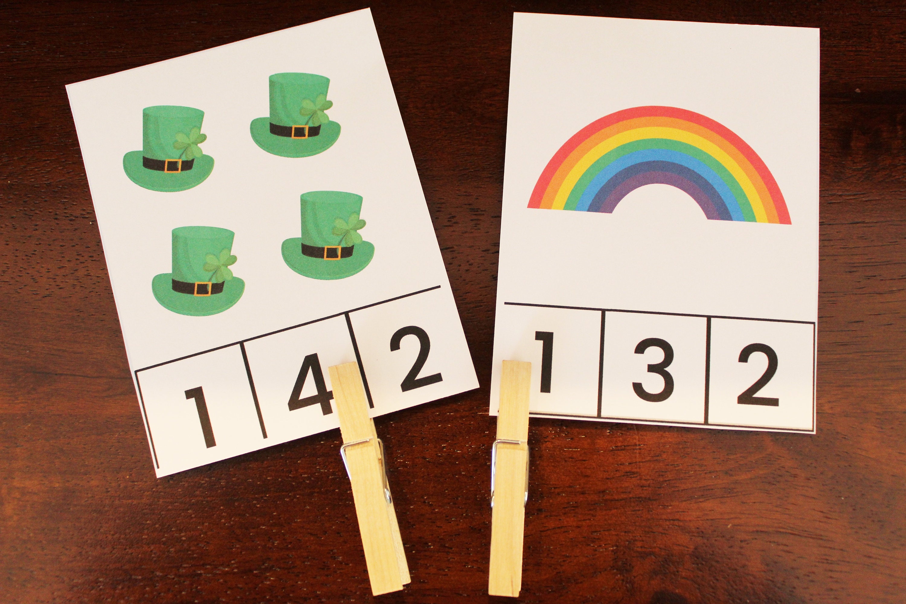 St. Patrick's Day Count Clip Cards, Montessori Math Printable ...