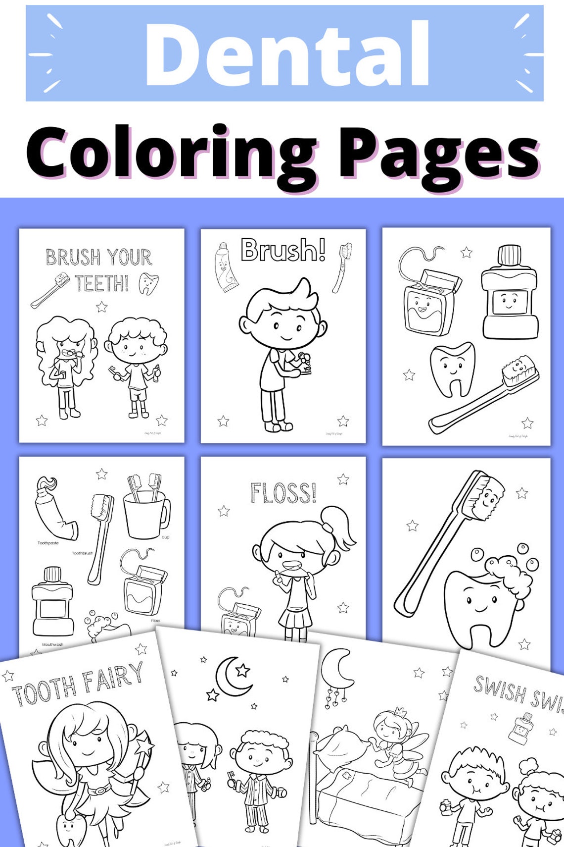 Dental Coloring Pages for Kids, Teeth Coloring Sheets, Tooth Coloring ...