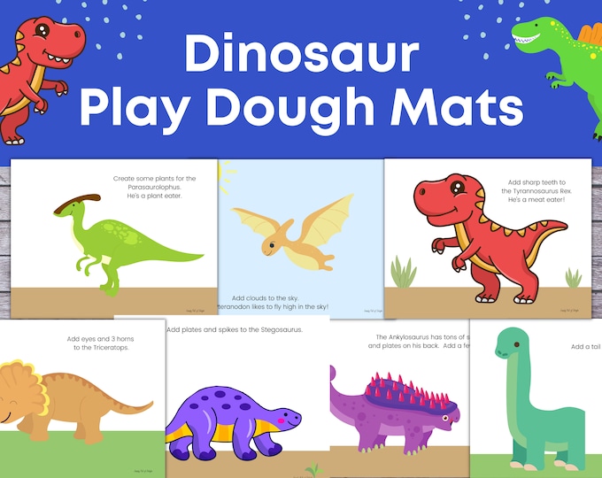Dinosaur Play Dough Mats - Etsy Canada
